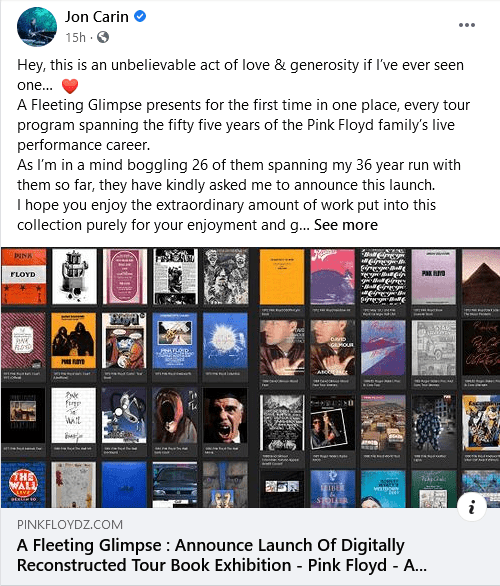 Jon Carin : Shares A Fleeting Glimpse Tour Books Exhibition On Social ...